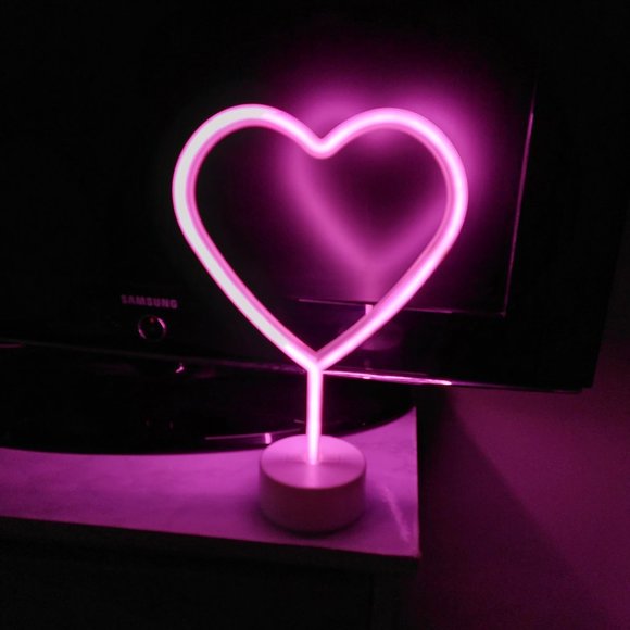 Accents | Led Heart Shaped Neon Night Lights Warm Pink Or Purple Double ...